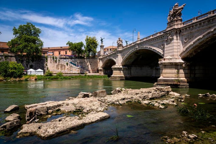 ITALY'S DROUGHT EXPOSES ANCIENT BRIDGE