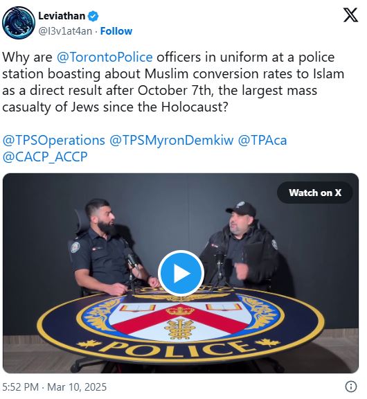 TORONTO POLICE CHIEF APOLOGIZES FOR TPS PODCAST CREDITING OCTOBER 7TH HAMAS ATTACKS ON INCREASE ...